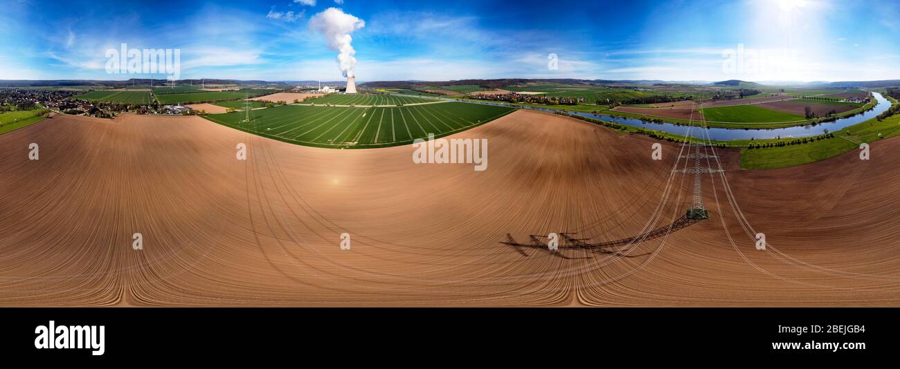 The Grohnde nuclear power plant in the Lower Saxony municipality of ...