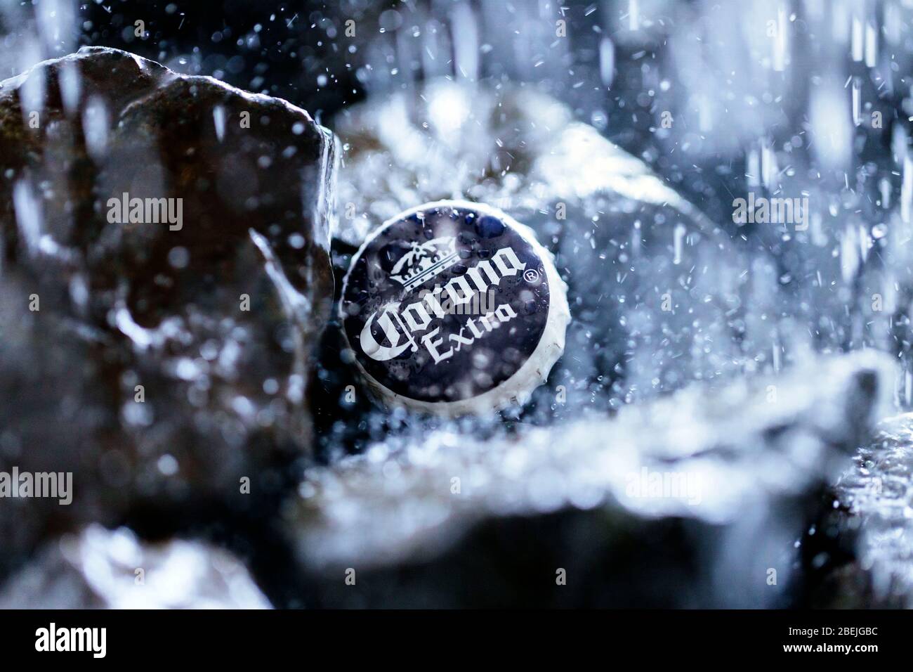 A lid of the Corona Extra beer brand, whose production the Mexican ...
