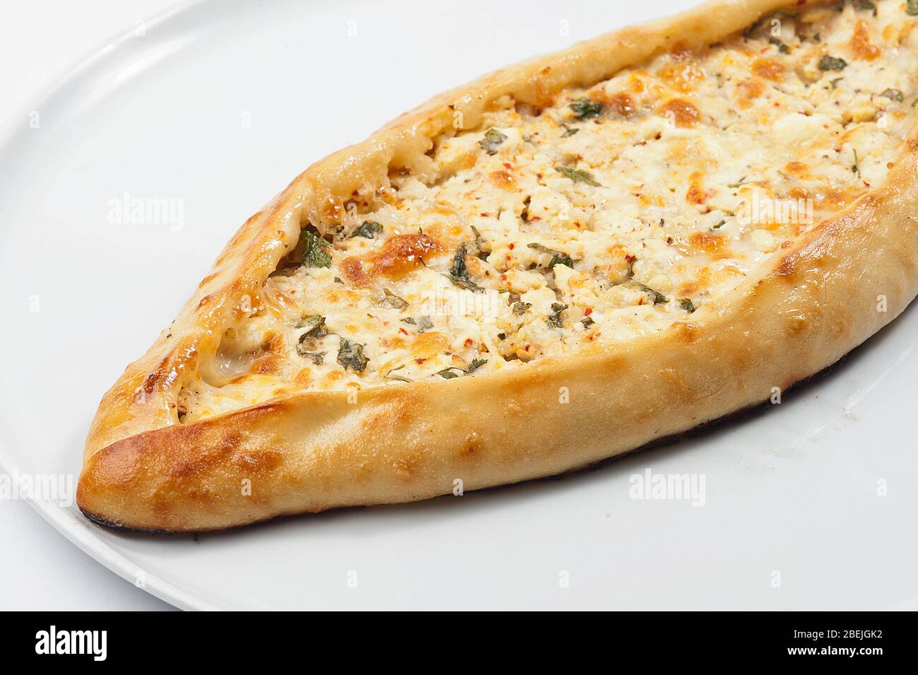 Turkish pide pizza on a white background. Turkish traditional cuisine ...