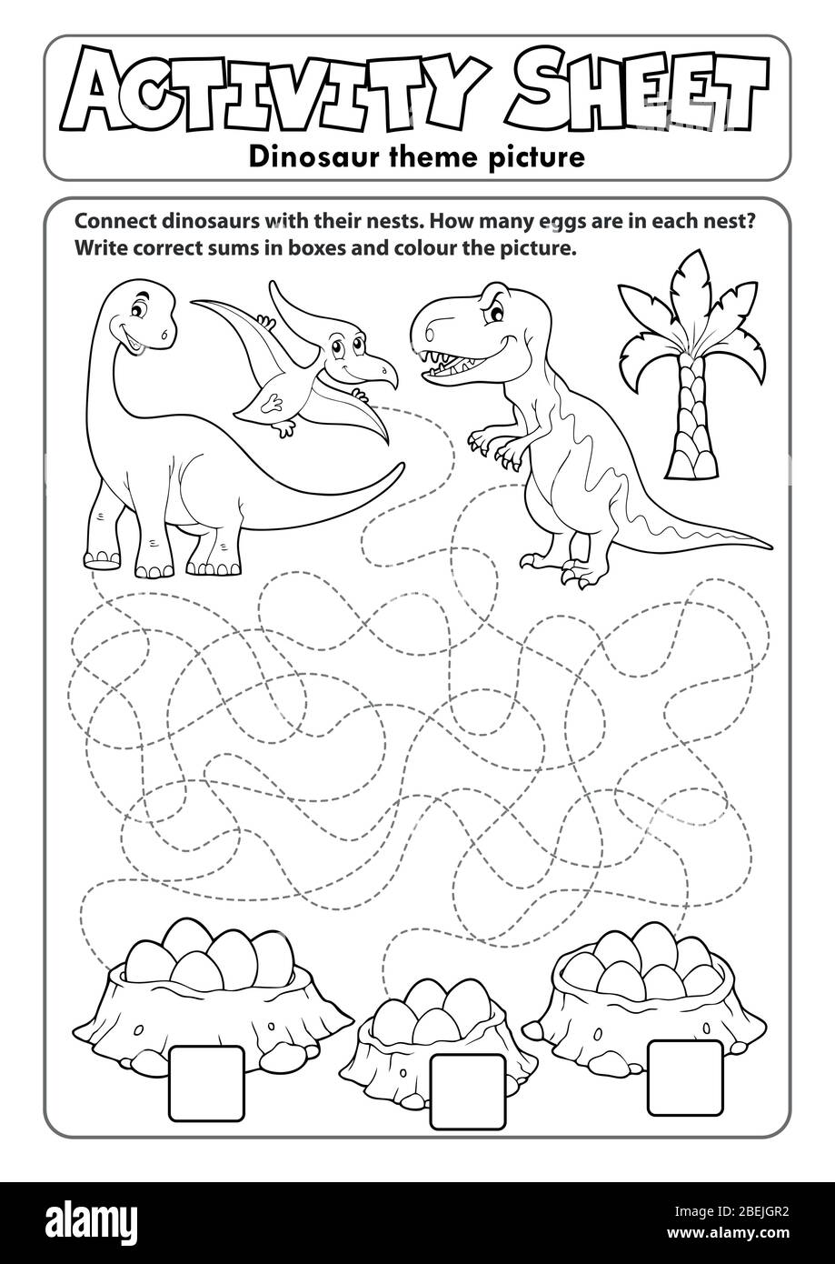 Dinosaur coloring page Black and White Stock Photos & Images - Alamy