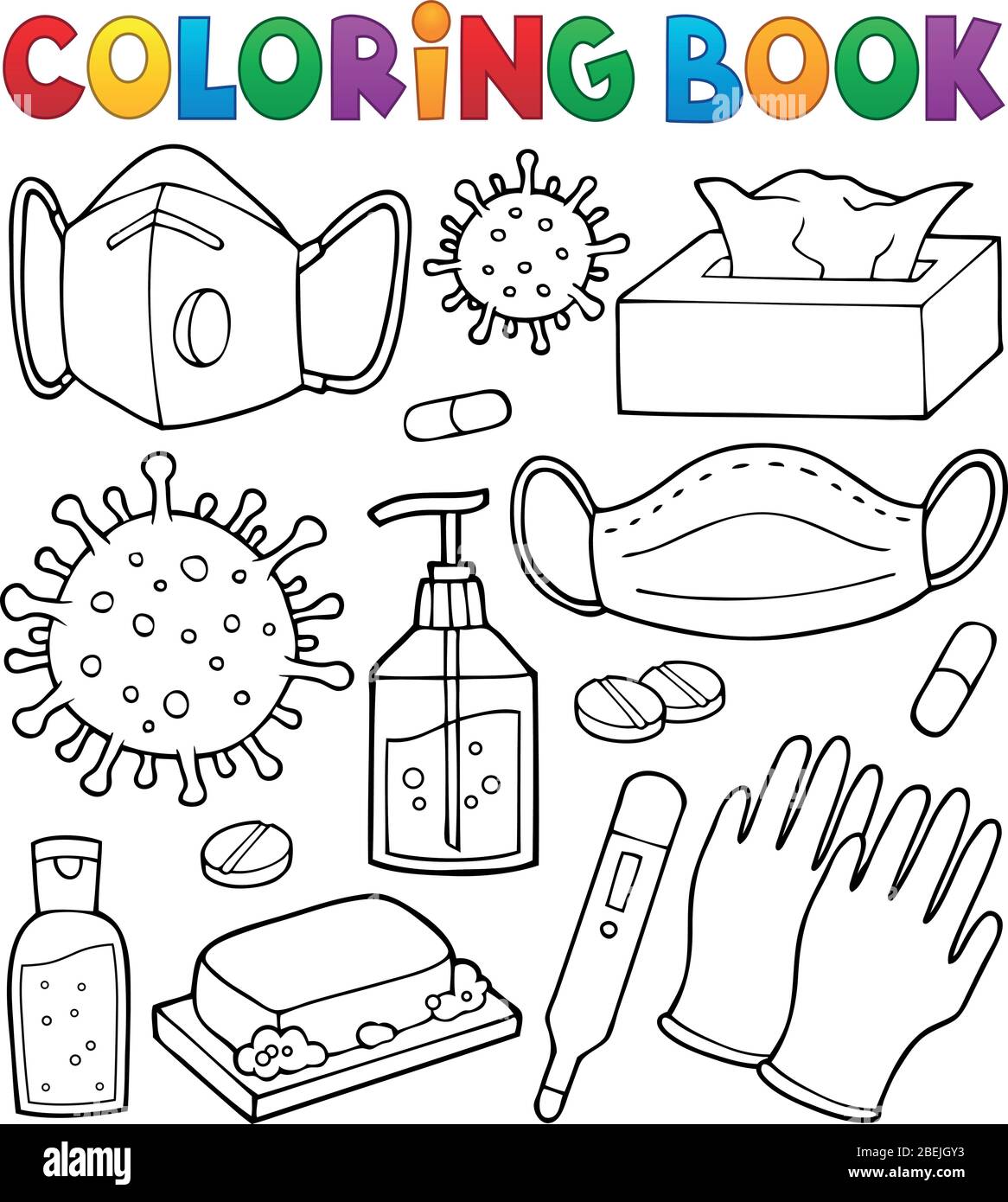 Coloring book virus prevention set 1 - eps10 vector illustration Stock ...