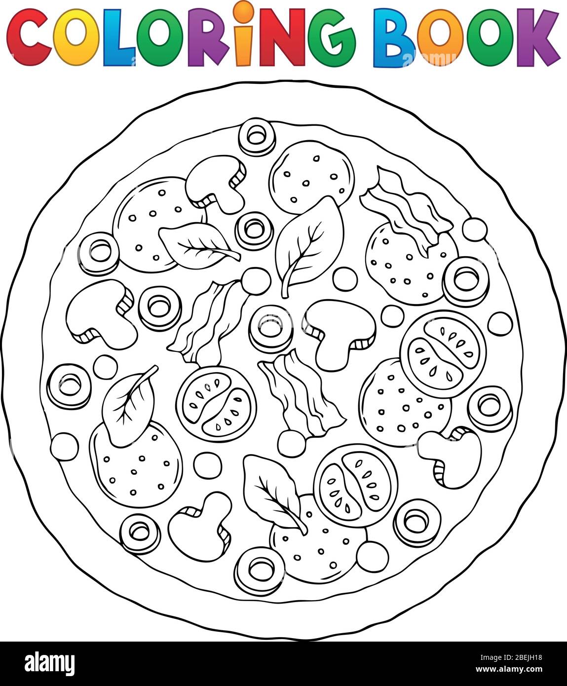 Coloring book whole pizza theme 1 - eps10 vector illustration Stock ...