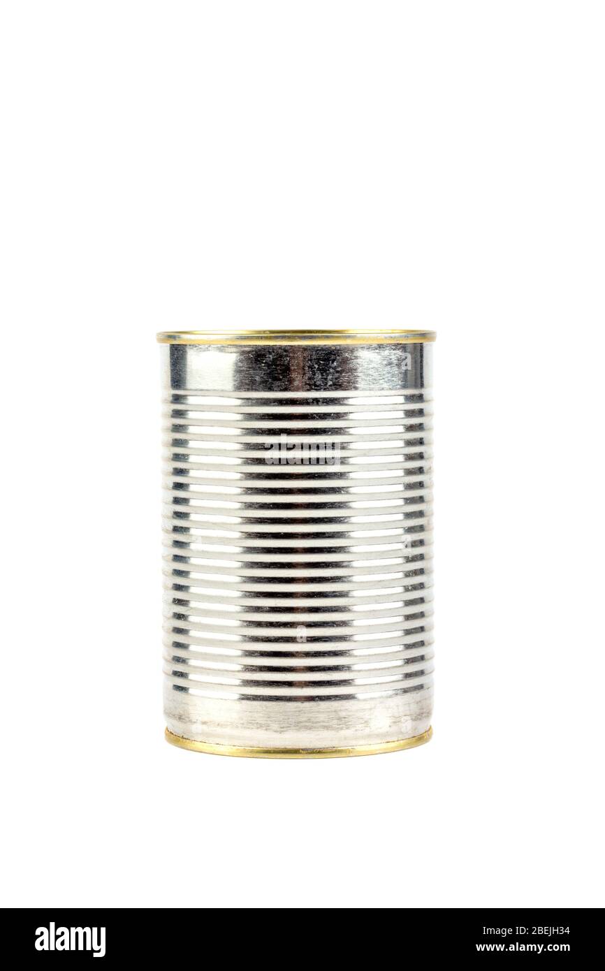 tin can isolated on white background close-up, front view Stock Photo ...