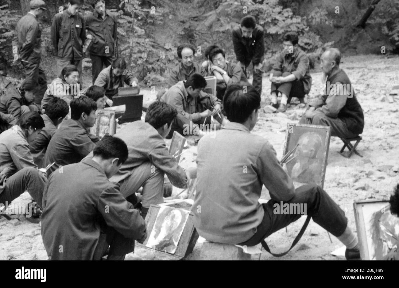 In the 1970s Zibo Shandong people who sketched Stock Photo - Alamy