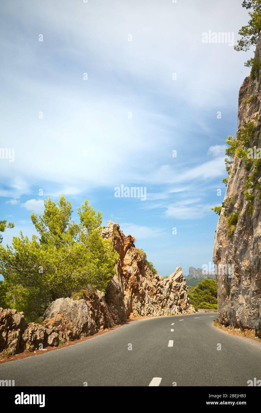 Scenic mountain road on Mallorca coast, Spain Stock Photo - Alamy