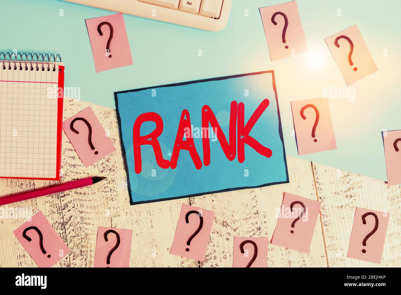 Text sign showing Rank. Business photo text The showing or things that ...