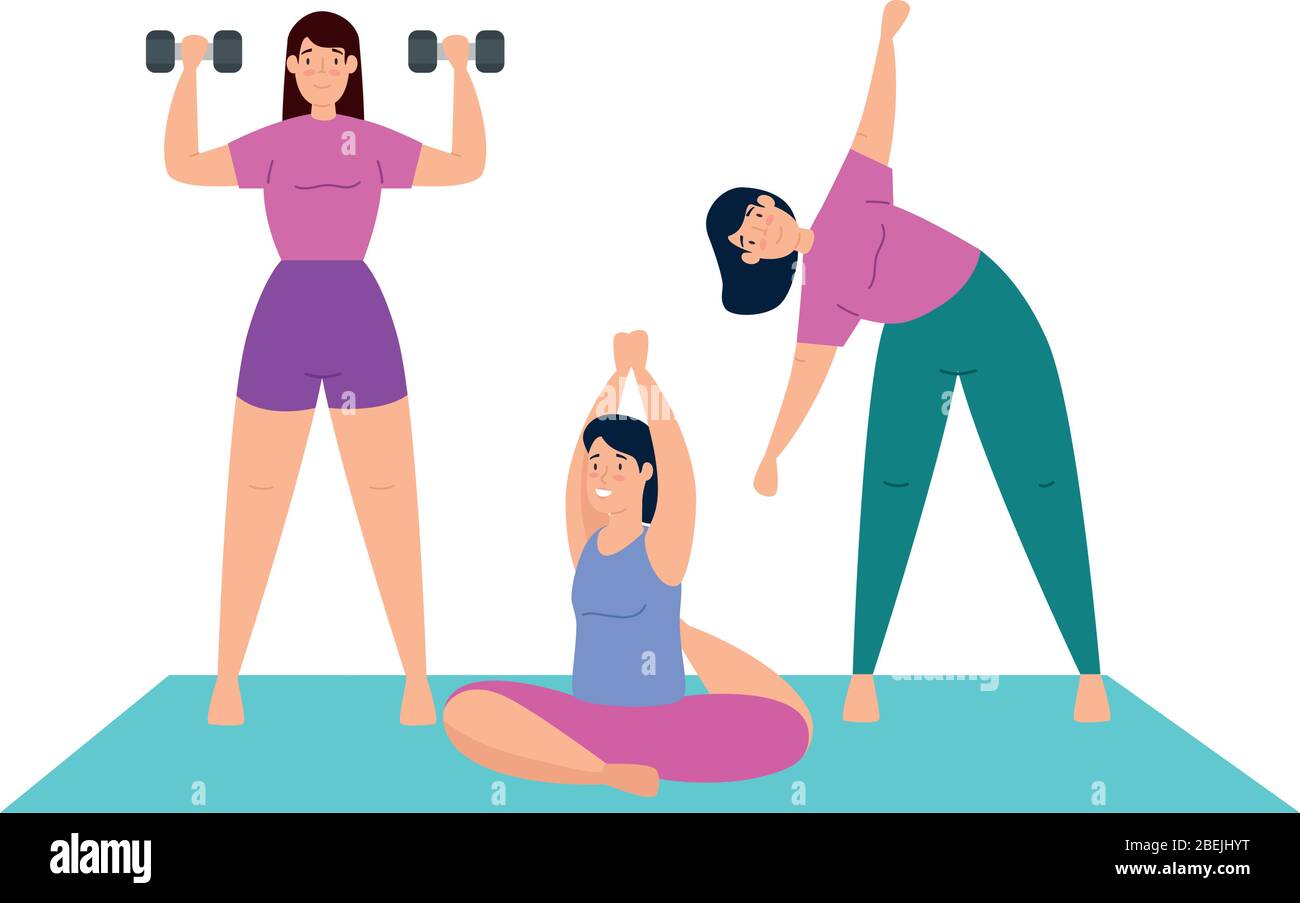 Women performing stretching exercise Stock Vector Images - Alamy