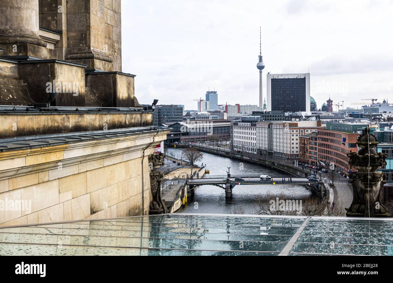 View over the Berlin from the rooftop viewing platform of the Reichtag ...