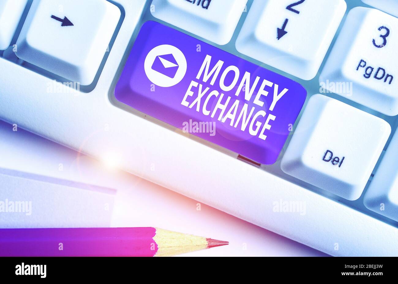 Writing note showing Money Exchange. Business concept for office where ...