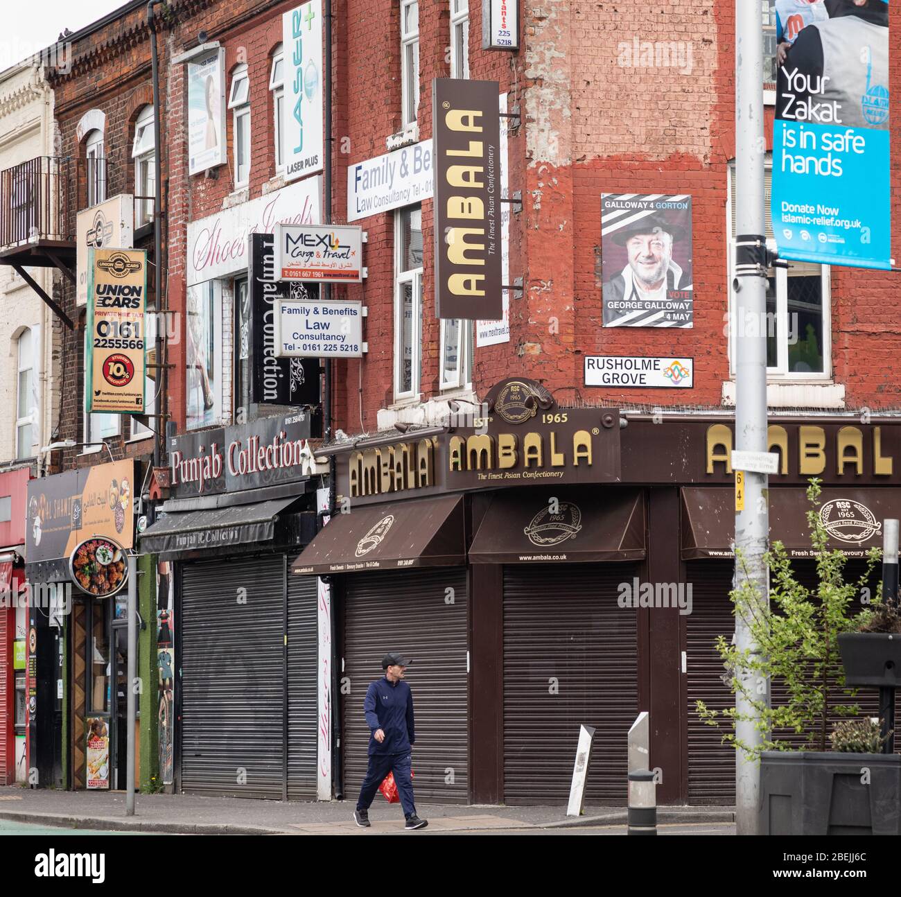 Manchester, UK. Sunday12th April, 2020. Curry Mile , Rusholme in ...