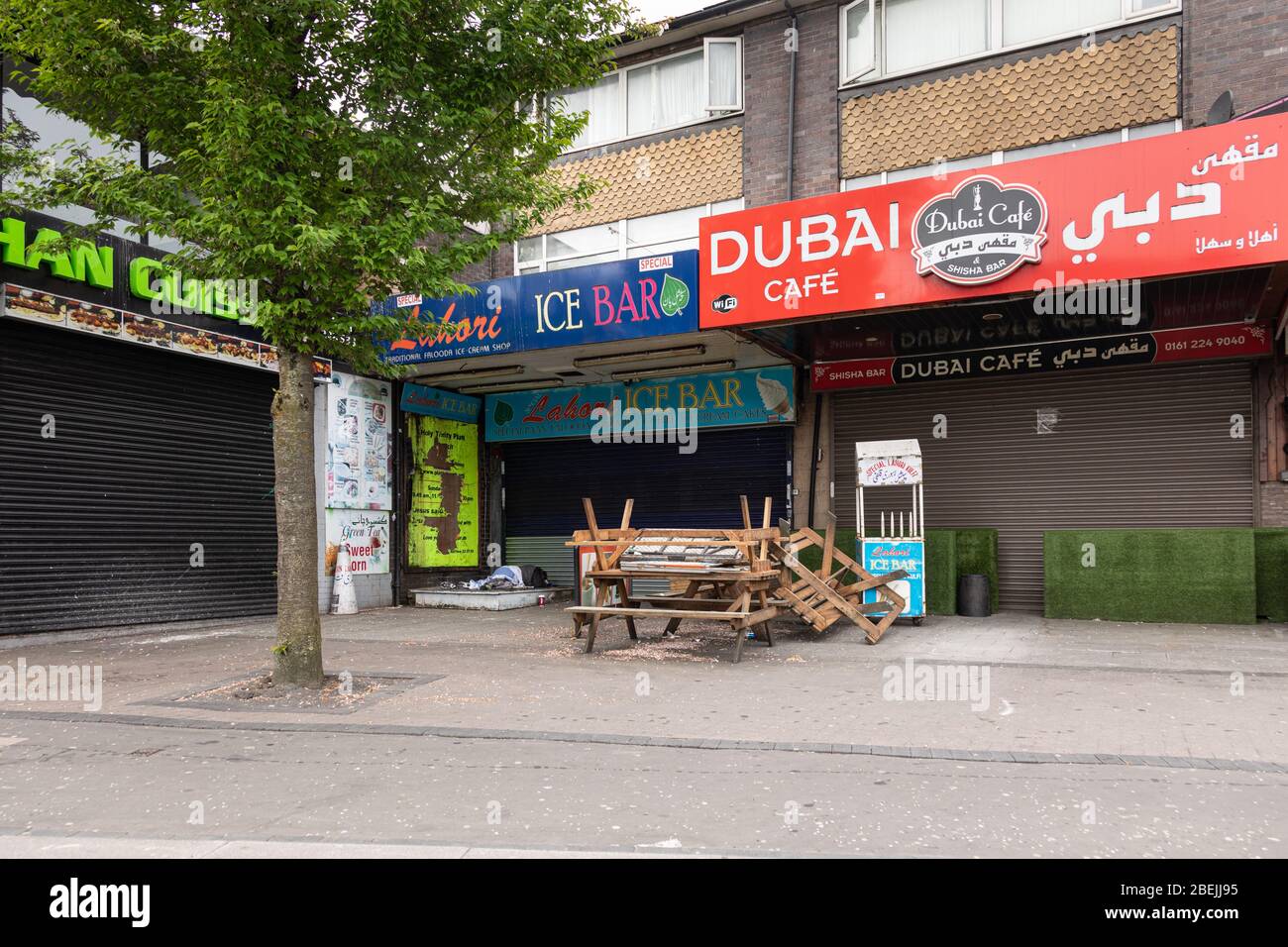 Manchester, UK. Sunday12th April, 2020. Curry Mile , Rusholme in ...