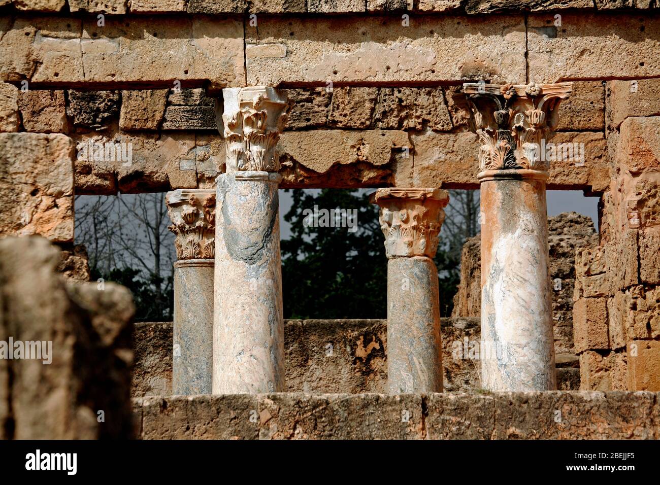 Ruins of the Roman ancient City in Leptis Magna, Libya Stock Photo - Alamy