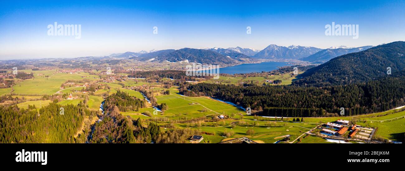 Tegernsee lake in the Bavarian Alps. Aerial Panorama. Spring. Germany ...