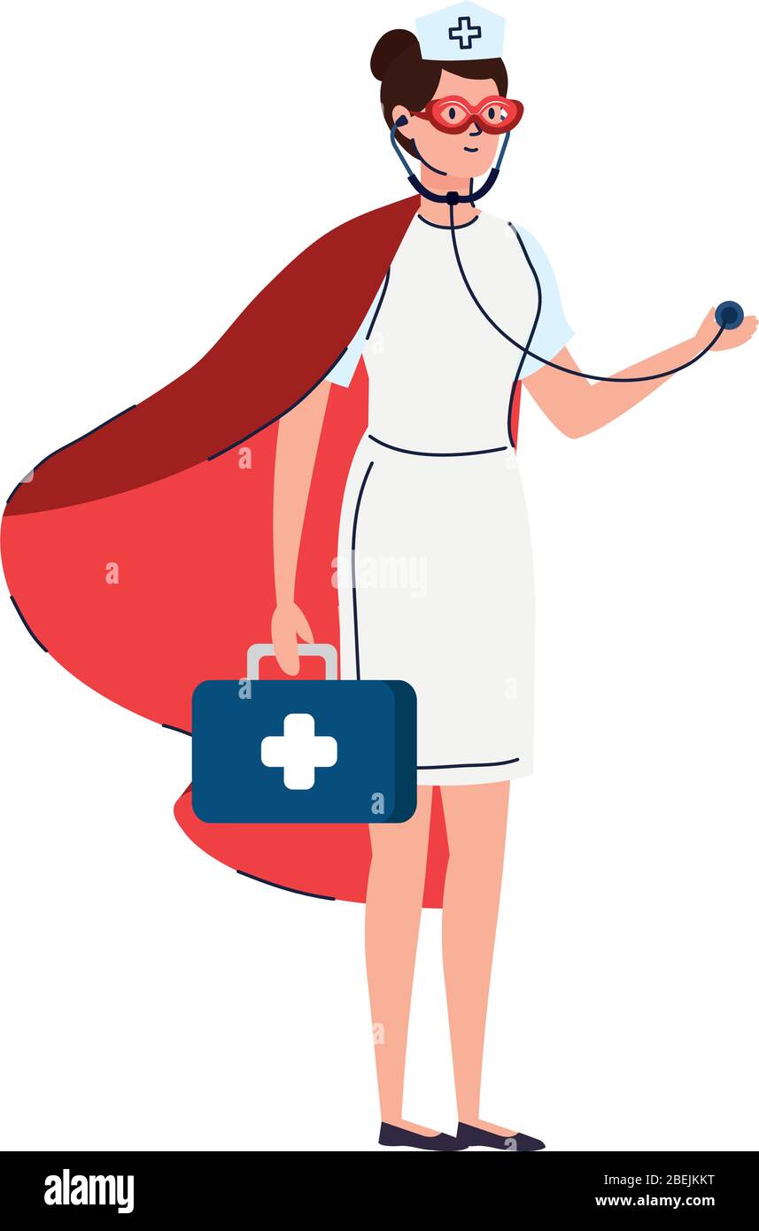 super nurse with hero cloak and first aid kit Stock Vector Image & Art ...