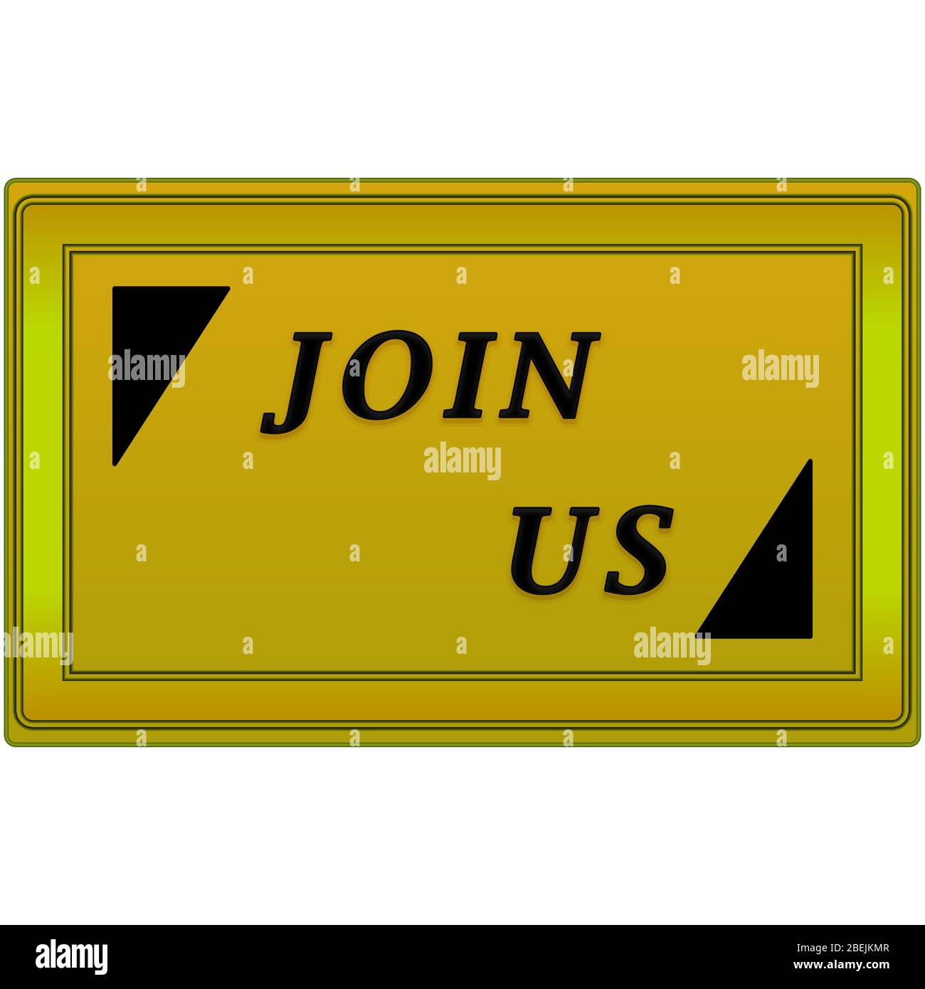Big yellow button join us. Rectangular shape on a white background Stock Photo - Alamy