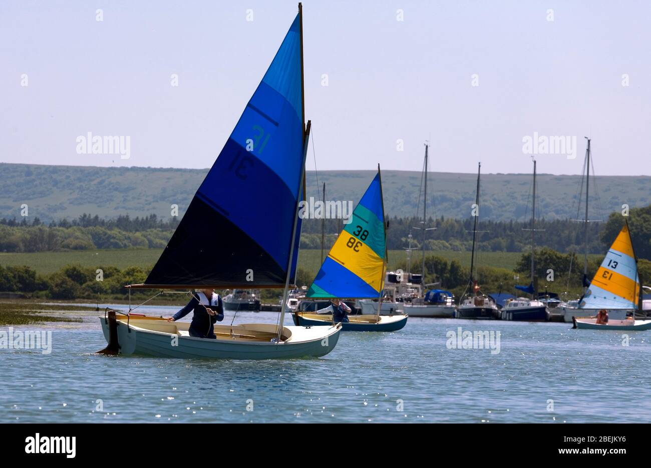 Scow racing on the River Yar, Isle of Wight, England, UK Stock Photo ...