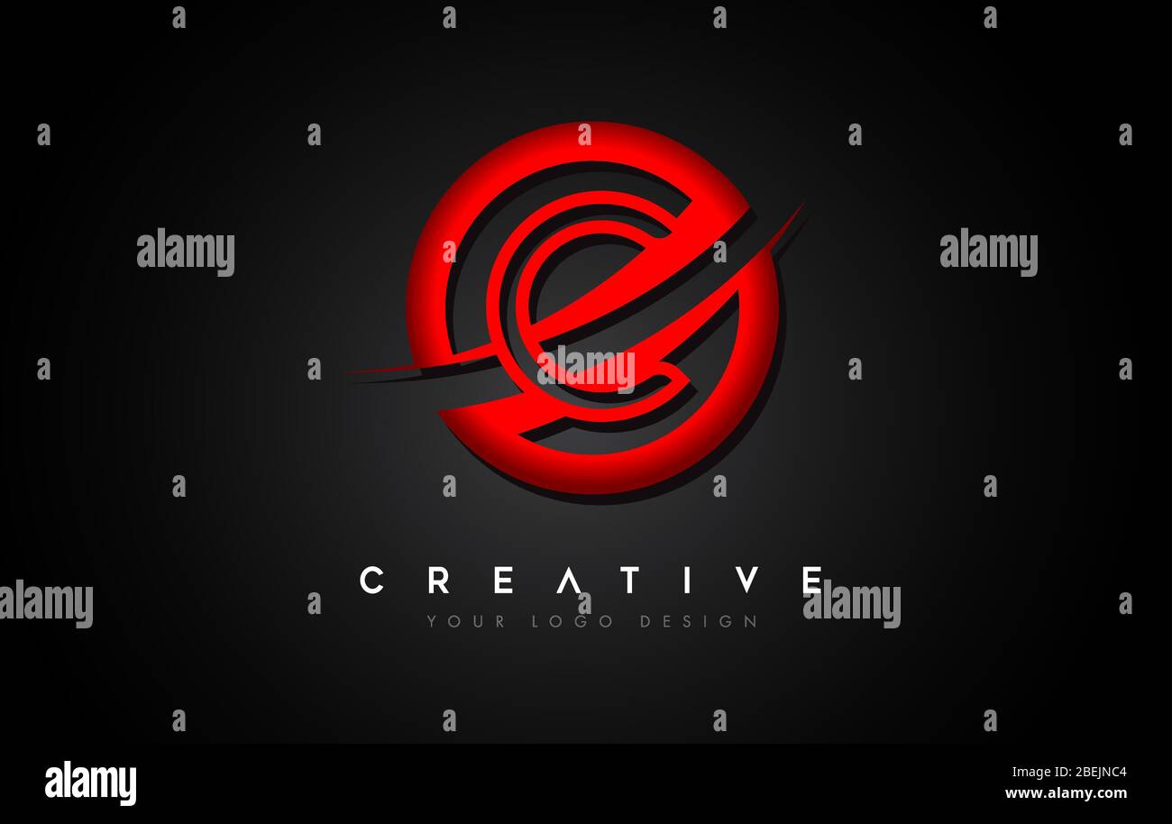 Letter C Logo with a Red Circle Swoosh Design. Creative Uppercase ...