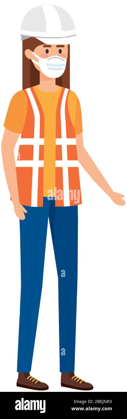woman worker using face mask isolated icon Stock Vector Image & Art - Alamy