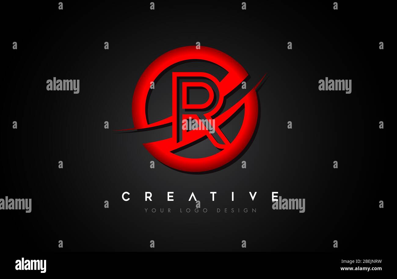 Letter R Logo with a Red Circle Swoosh Design. Creative Uppercase ...