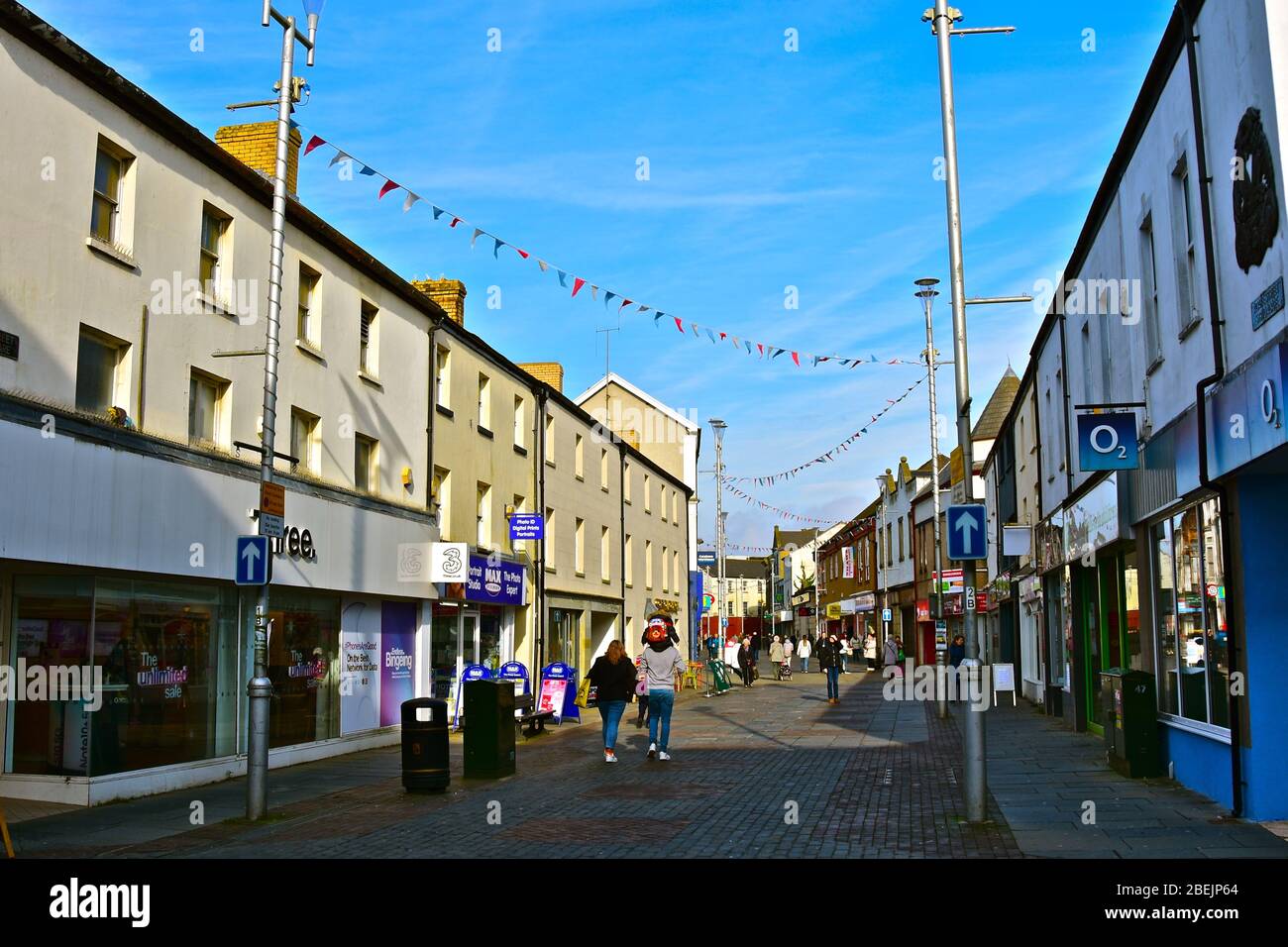 A view of shops along Adare Street, one of the main shopping areas of ...