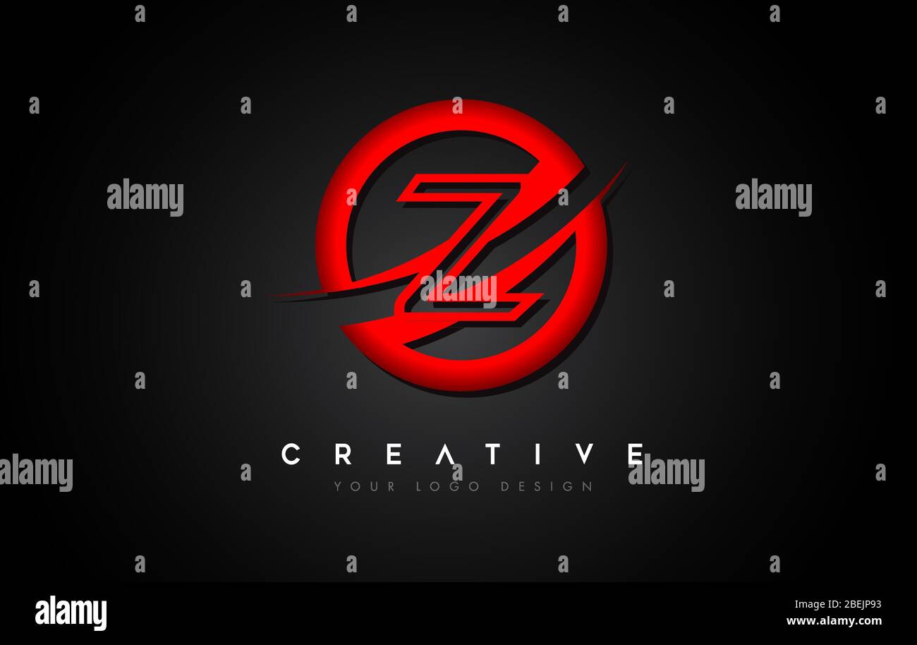 Letter Z Logo with a Red Circle Swoosh Design. Creative Uppercase ...