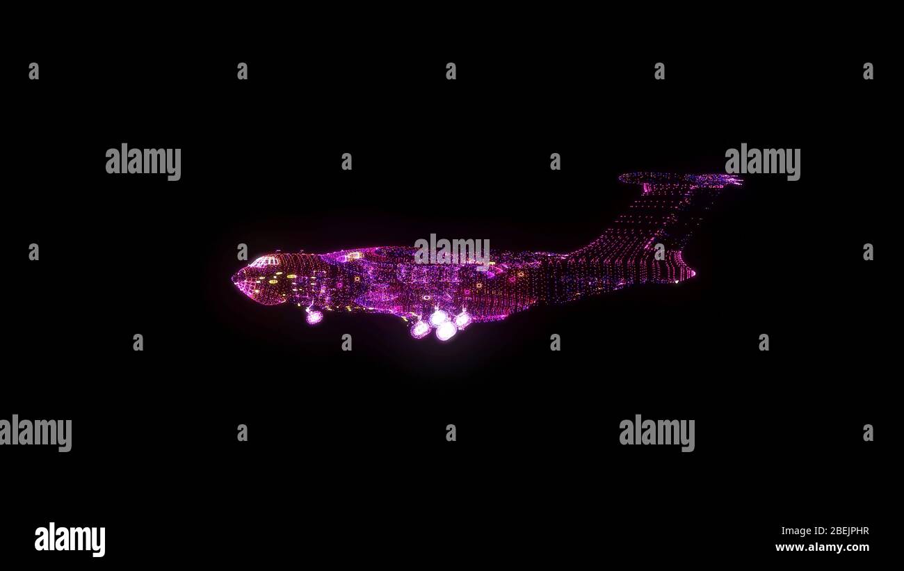 Rgb Airplane Hologram Wireframe. Nice 3D Render on a black background ...