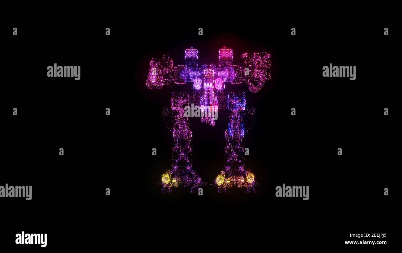 Rgb Soldier robot Hologram Wireframe. Nice 3D Render on a black ...