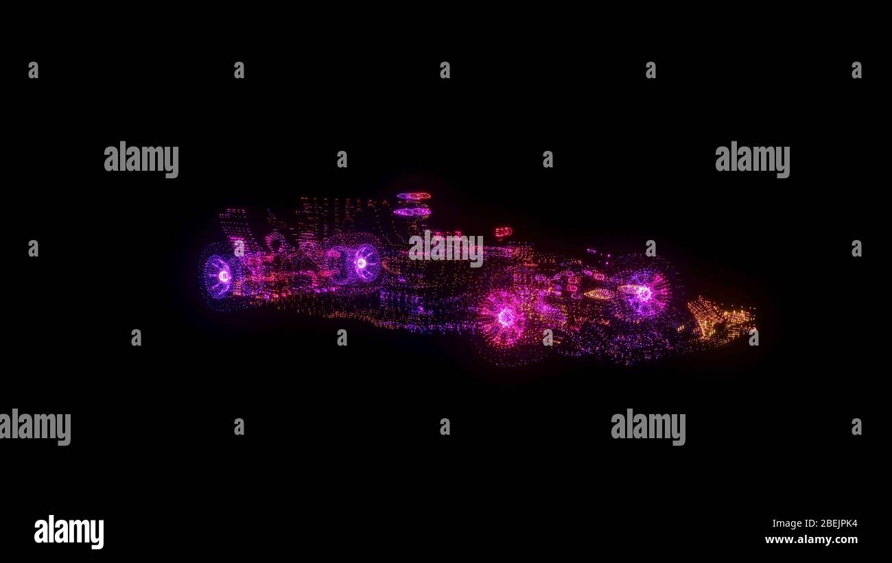 Rgb Sport Car Hologram Wireframe. Nice 3D Render on a black background ...