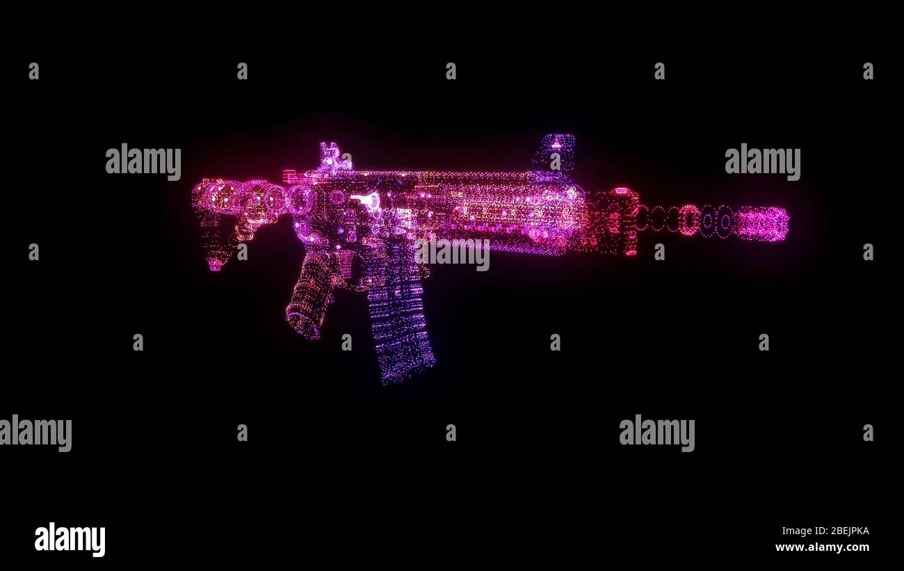 Rgb Weapon Hologram Wireframe. Nice 3D Render on a black background ...