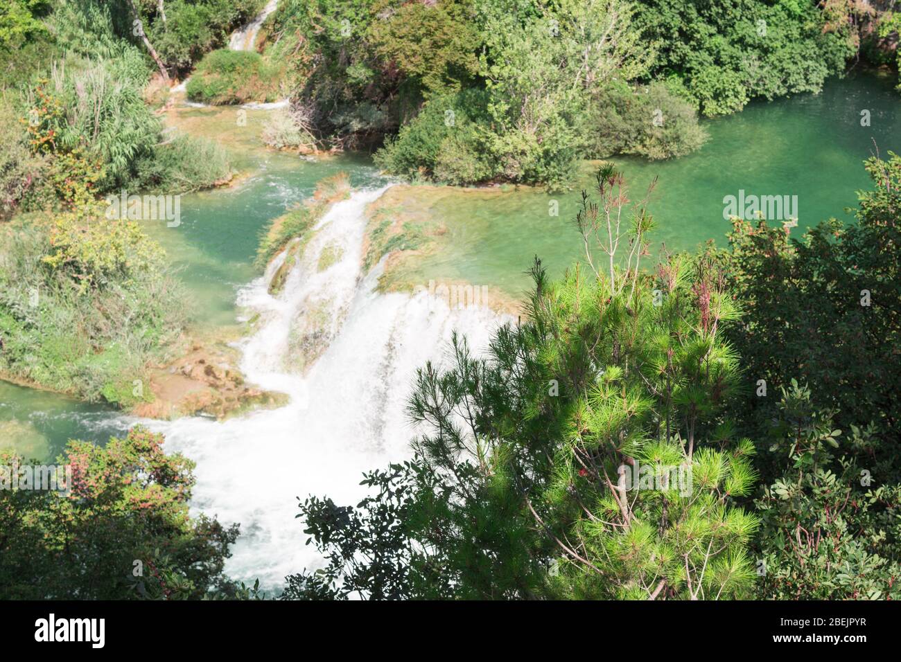 Breathtaking view Waterfalls of Krka National Park, Sunny day, summer ...