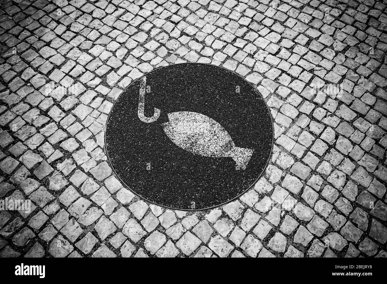 Fishing allowed sign, detail of a signal information for fishermen ...