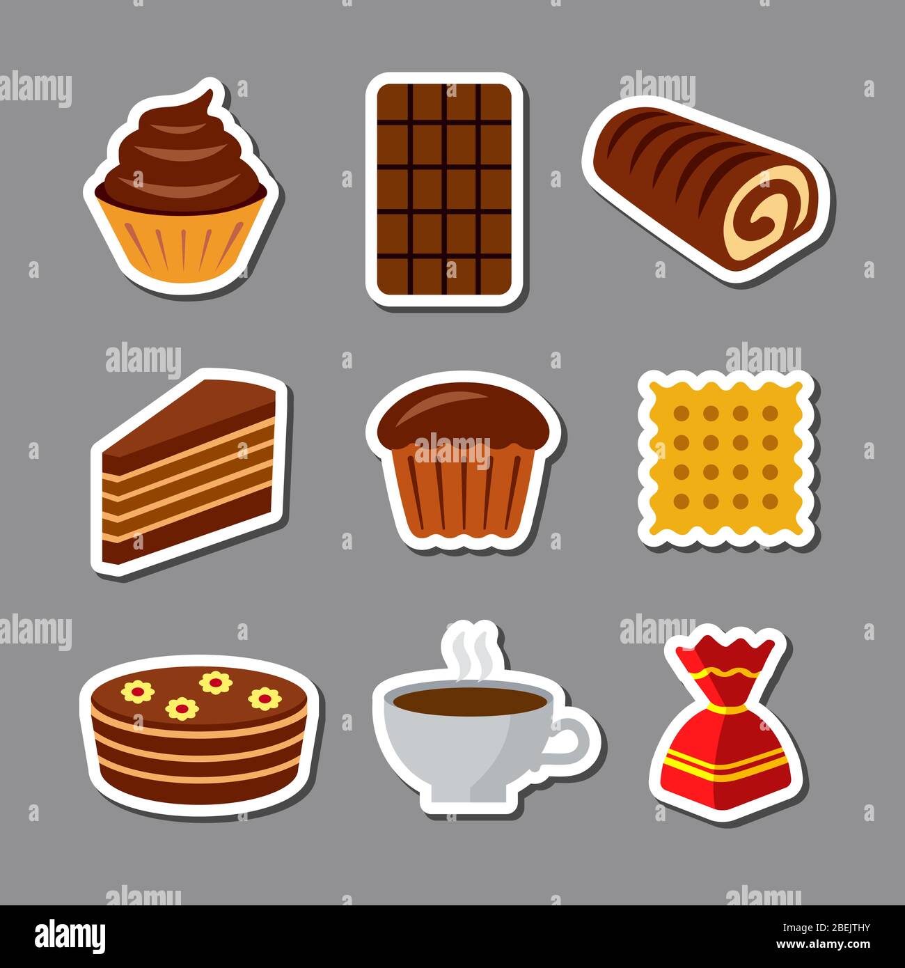 illustration of the confectionery and bakery stickers set Stock Vector ...