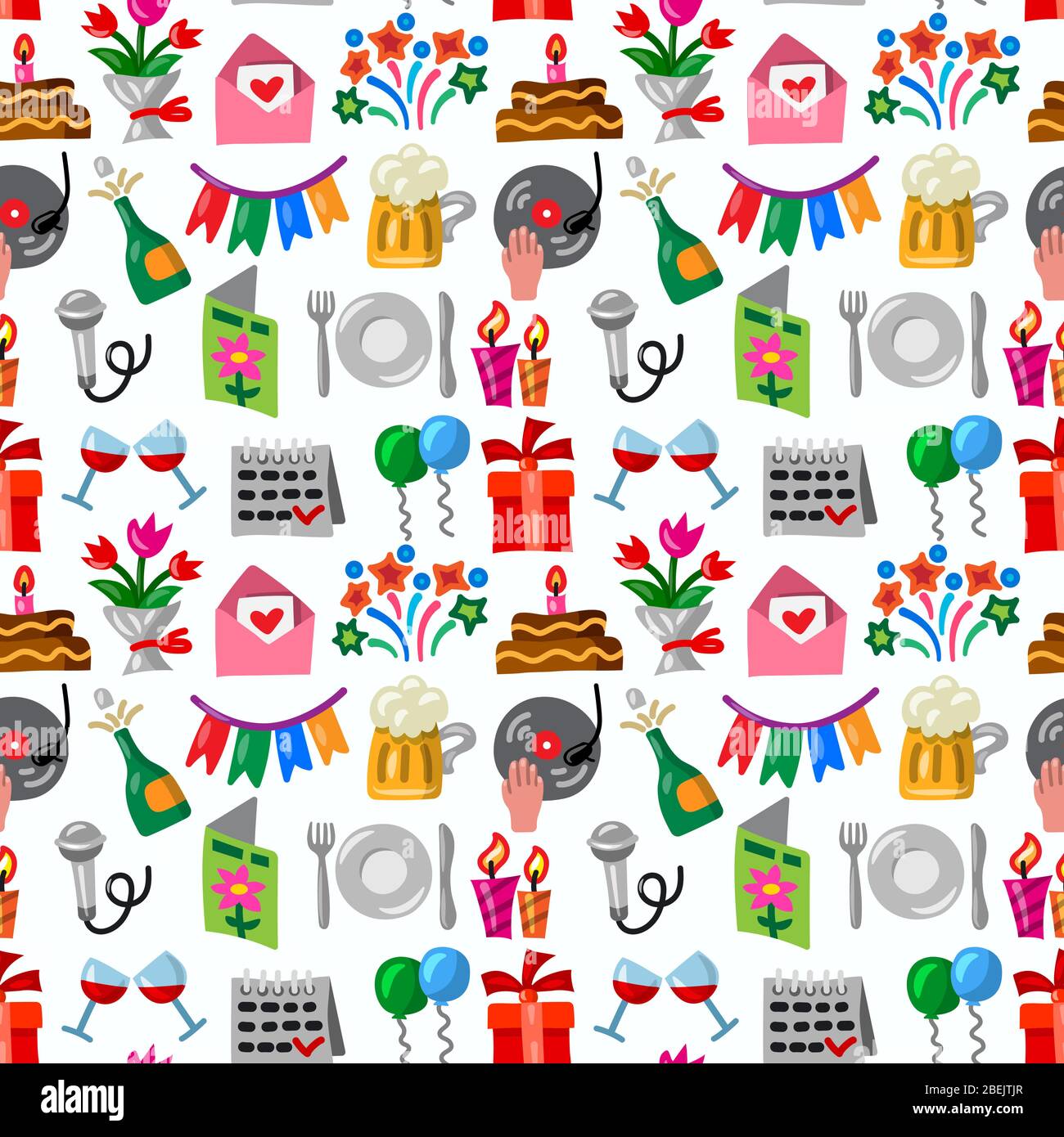 illustration of the color cartoon celebrations and event seamless ...