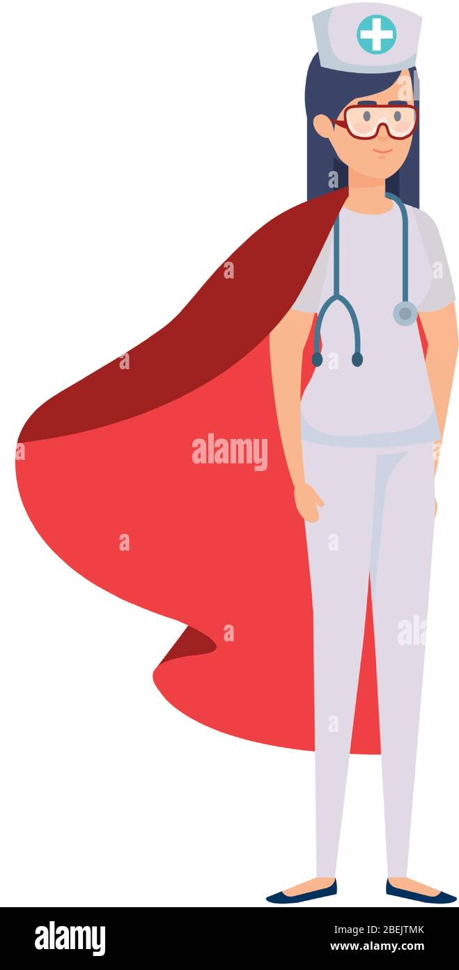 super nurse with hero cloak isolated icon Stock Vector Image & Art - Alamy