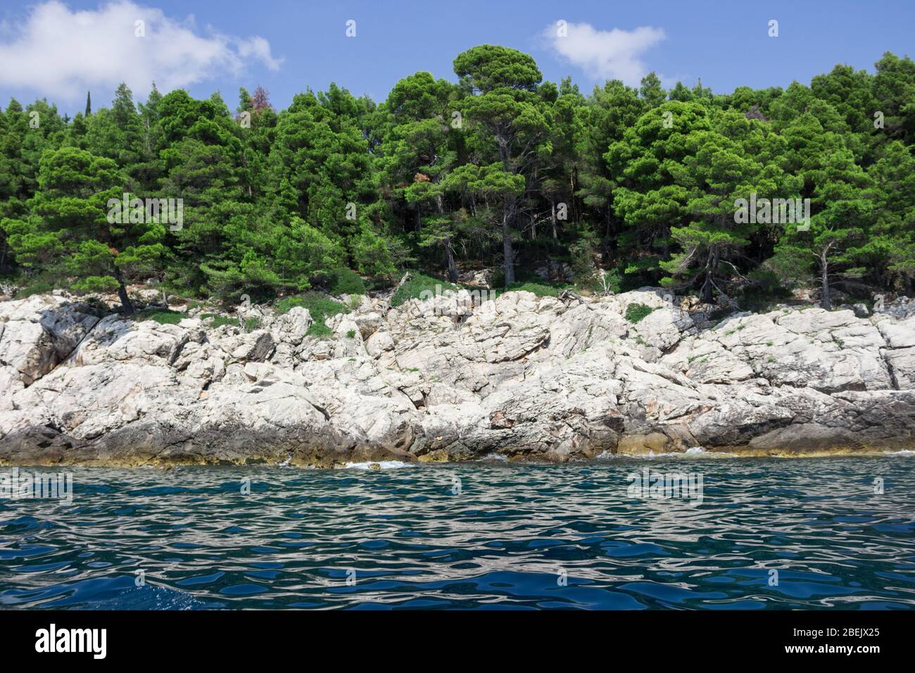 Dubrovnik sea view with the cliff and rocks sea water splashing on the ...