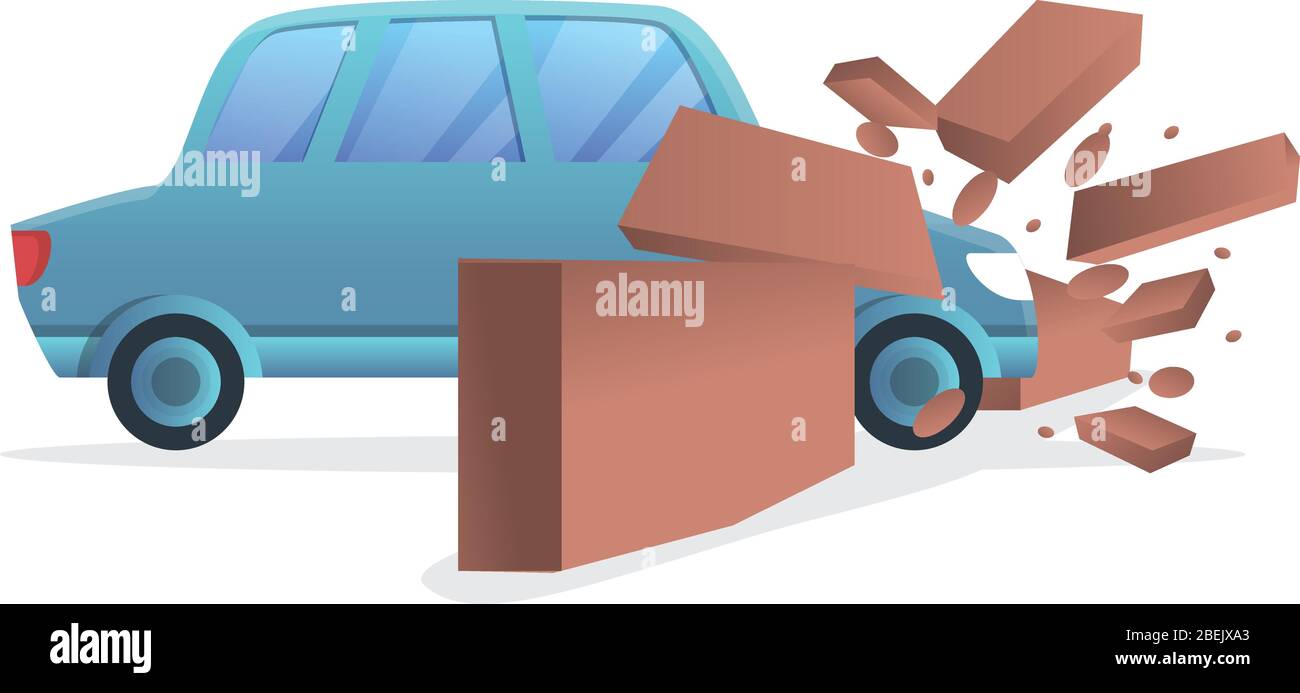 Car wall accident icon. Cartoon of car wall accident vector icon for ...