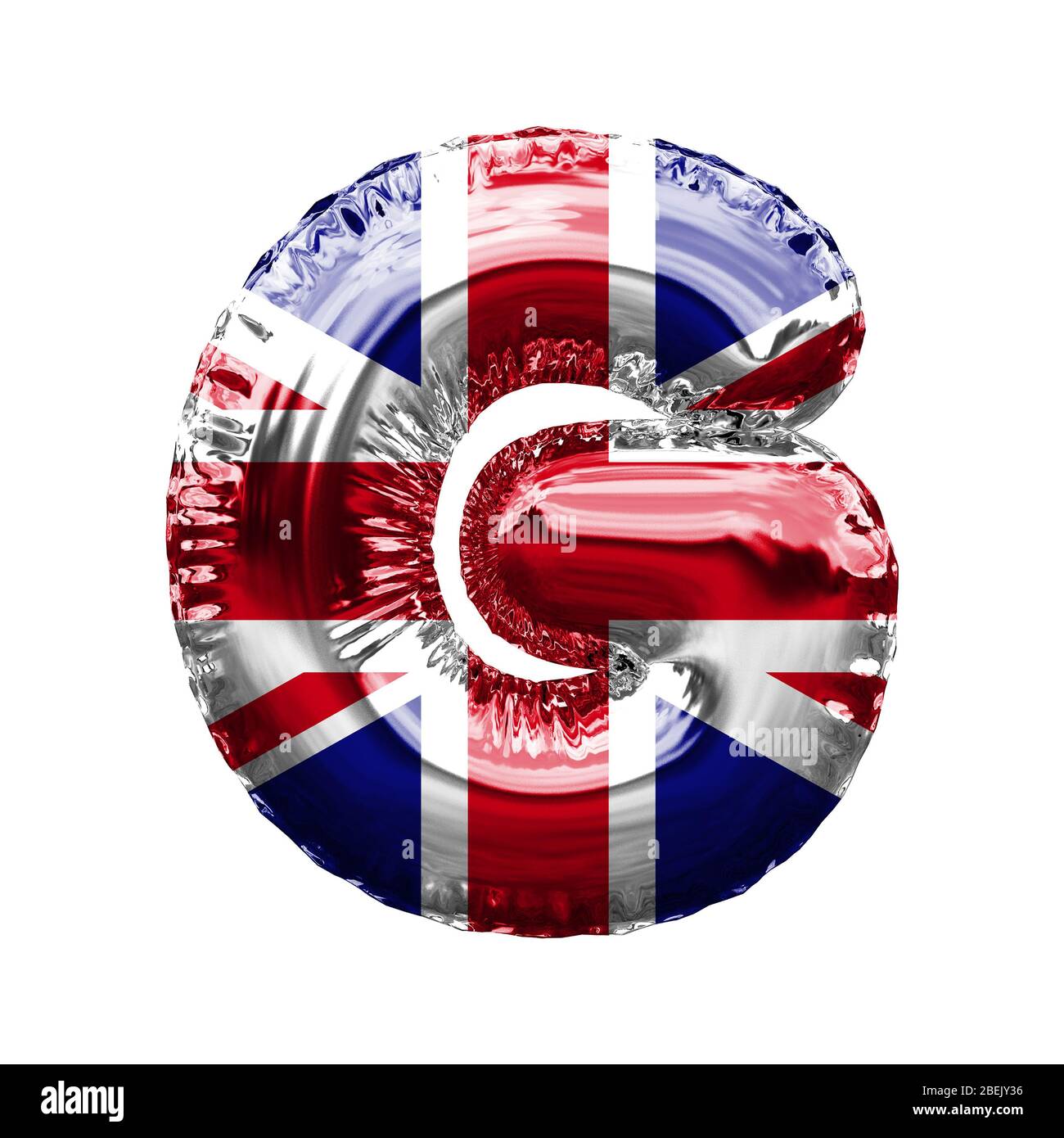 Letter G union jack great britain flag foil balloon font. 3D Render ...