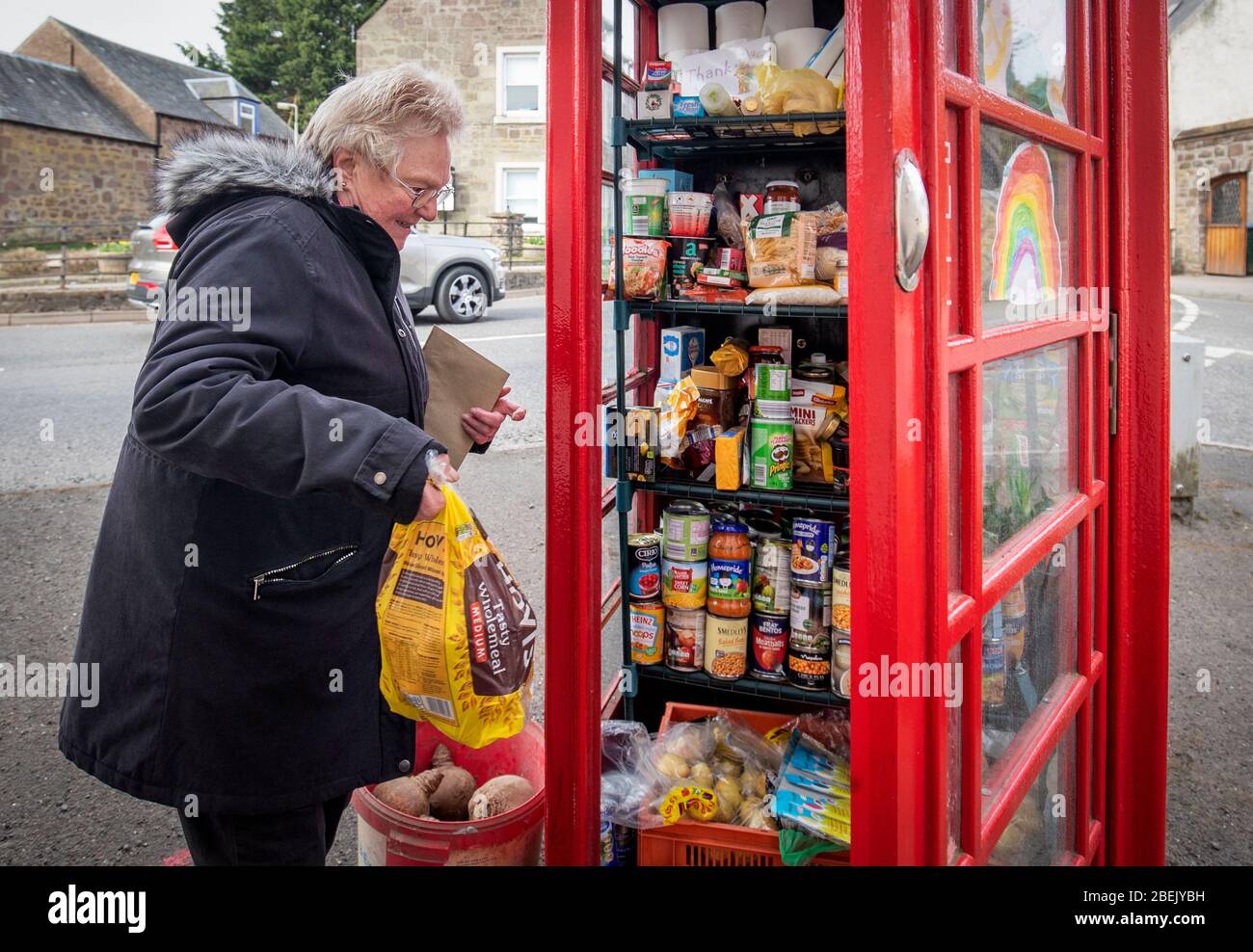 Local residents use the community food larder in Muthill, near Crieff ...