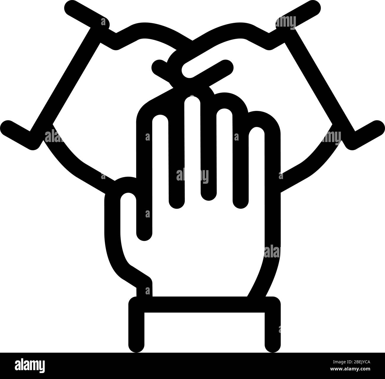 triple handshake icon vector outline illustration Stock Vector Image ...