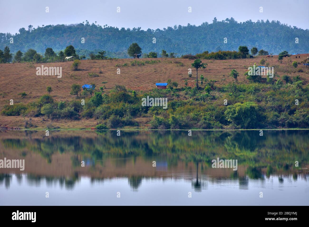 Landscape in a reflection Stock Photo - Alamy