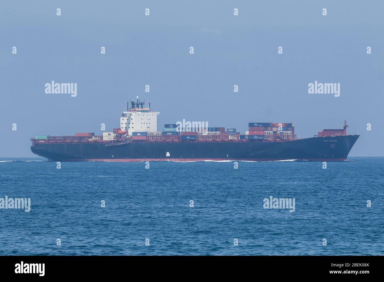Beirut, Lebanon. 14 April 2020. The Cargo container ship APL China ...