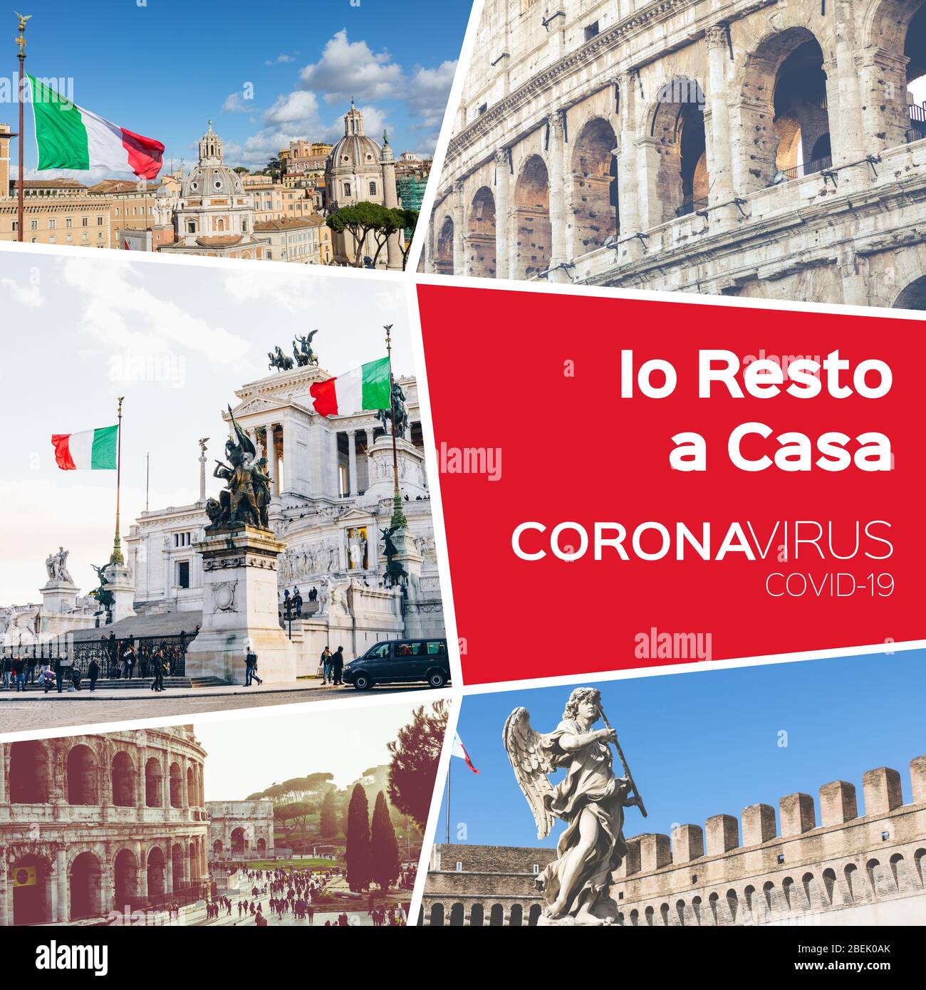 Collage Coronavirus Covid-19 Italy. Rome. Virus epidemic in Rome City ...