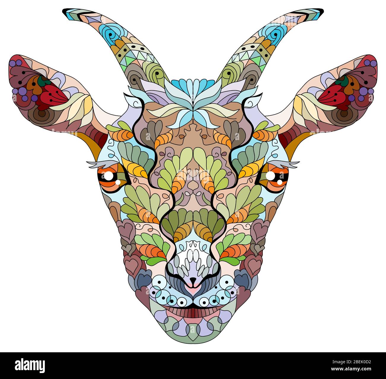 Zentangle goat head. Hand drawn decorative vector illustration Stock ...