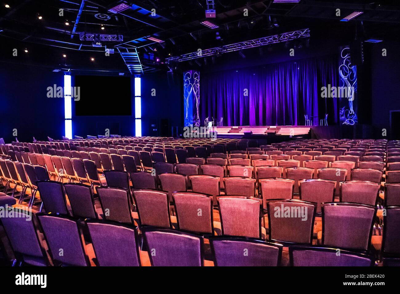 Rows of empty chairs in large Conference hall for Corporate Convention ...