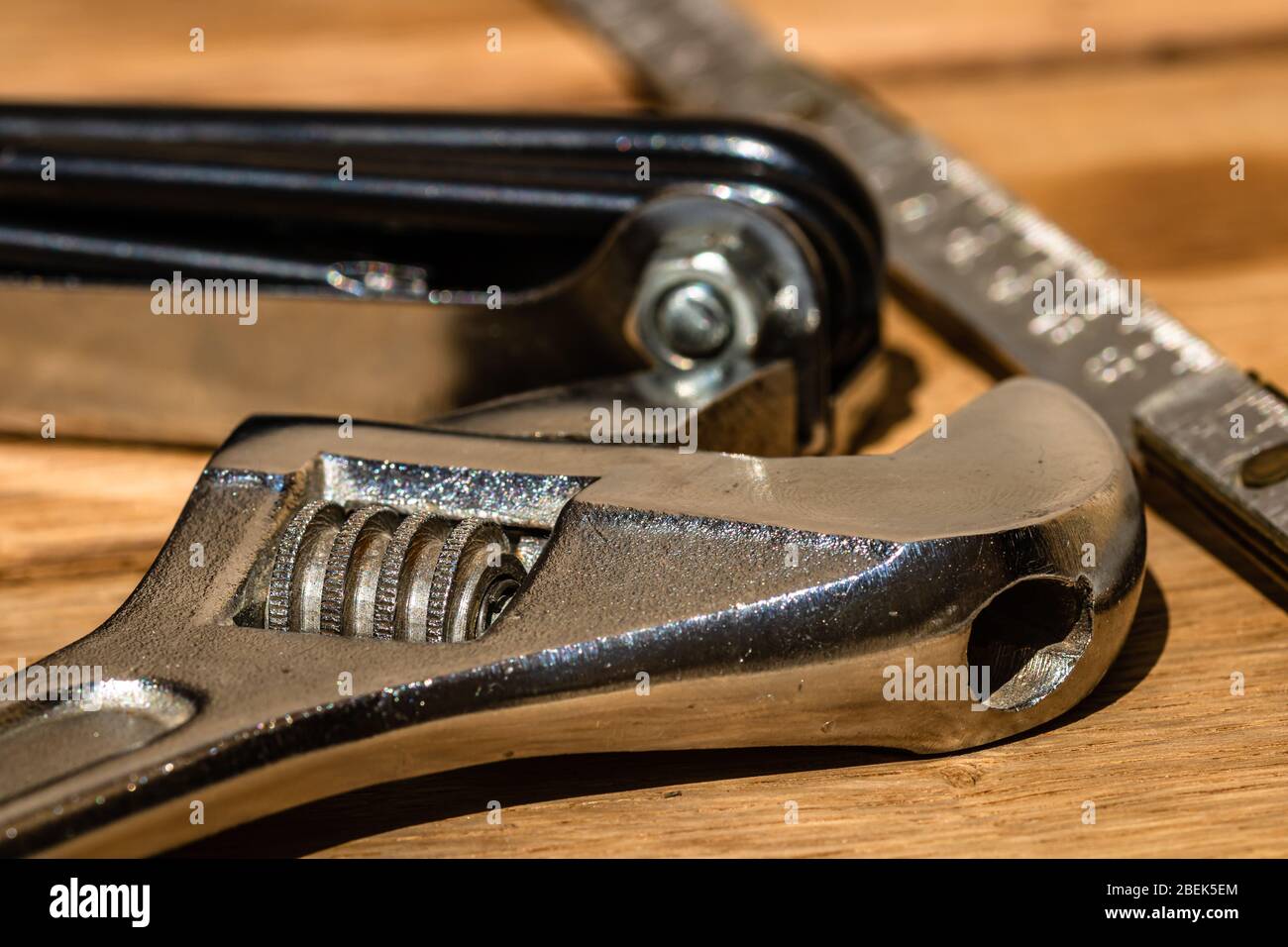 Tools for repair and building. Hummer, adjustable spanner, ruler ...