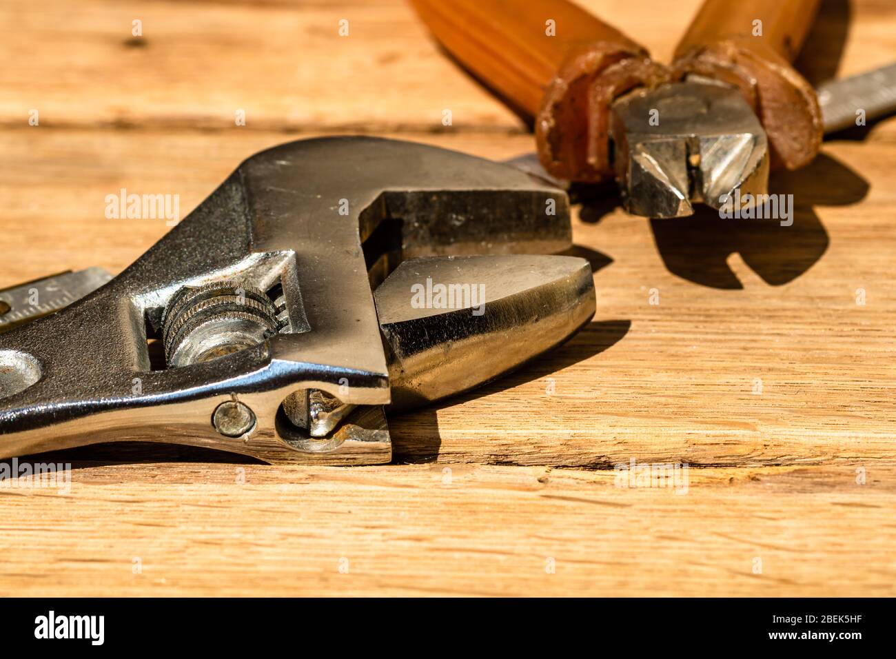 Tools for repair and building. Hummer, adjustable spanner, ruler ...