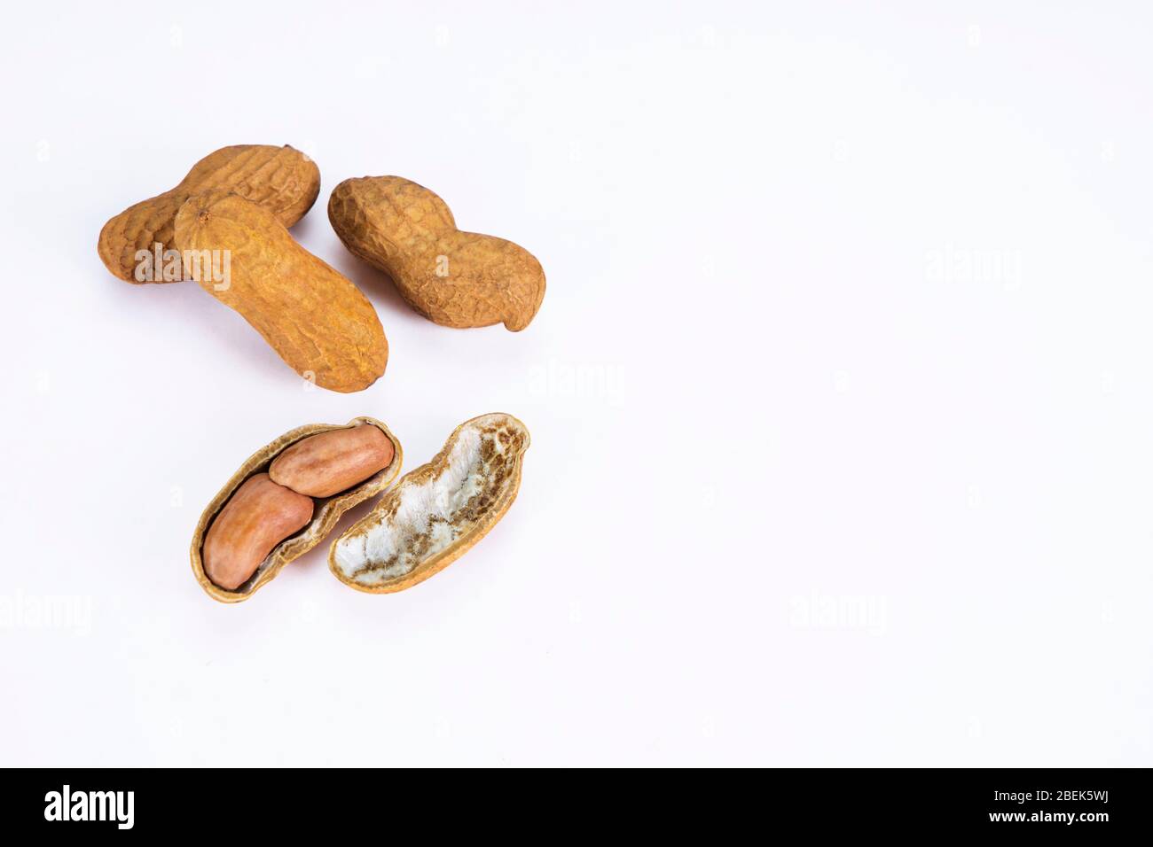 Cracked groundnuts kept on the white background Stock Photo - Alamy