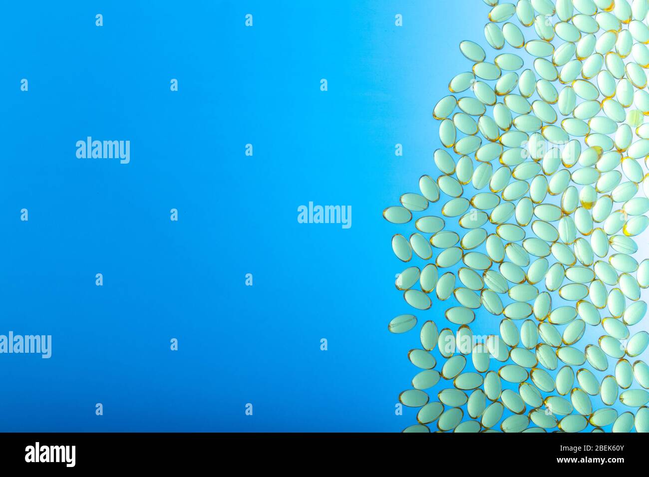 Omega-3 on gradient blue background with copy space horizontal shot ...
