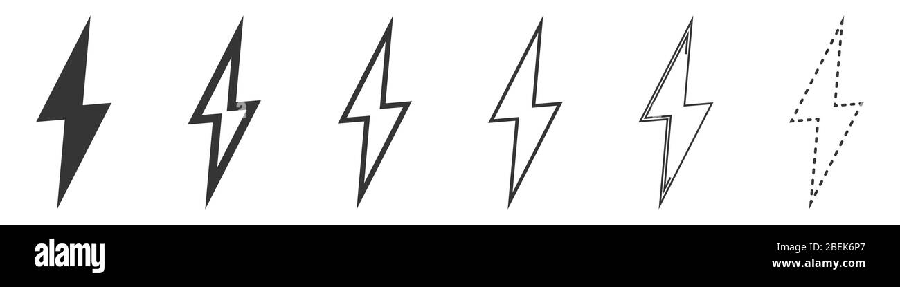 Lightning icons set. Set of lightning linear icons. Vector illustration ...