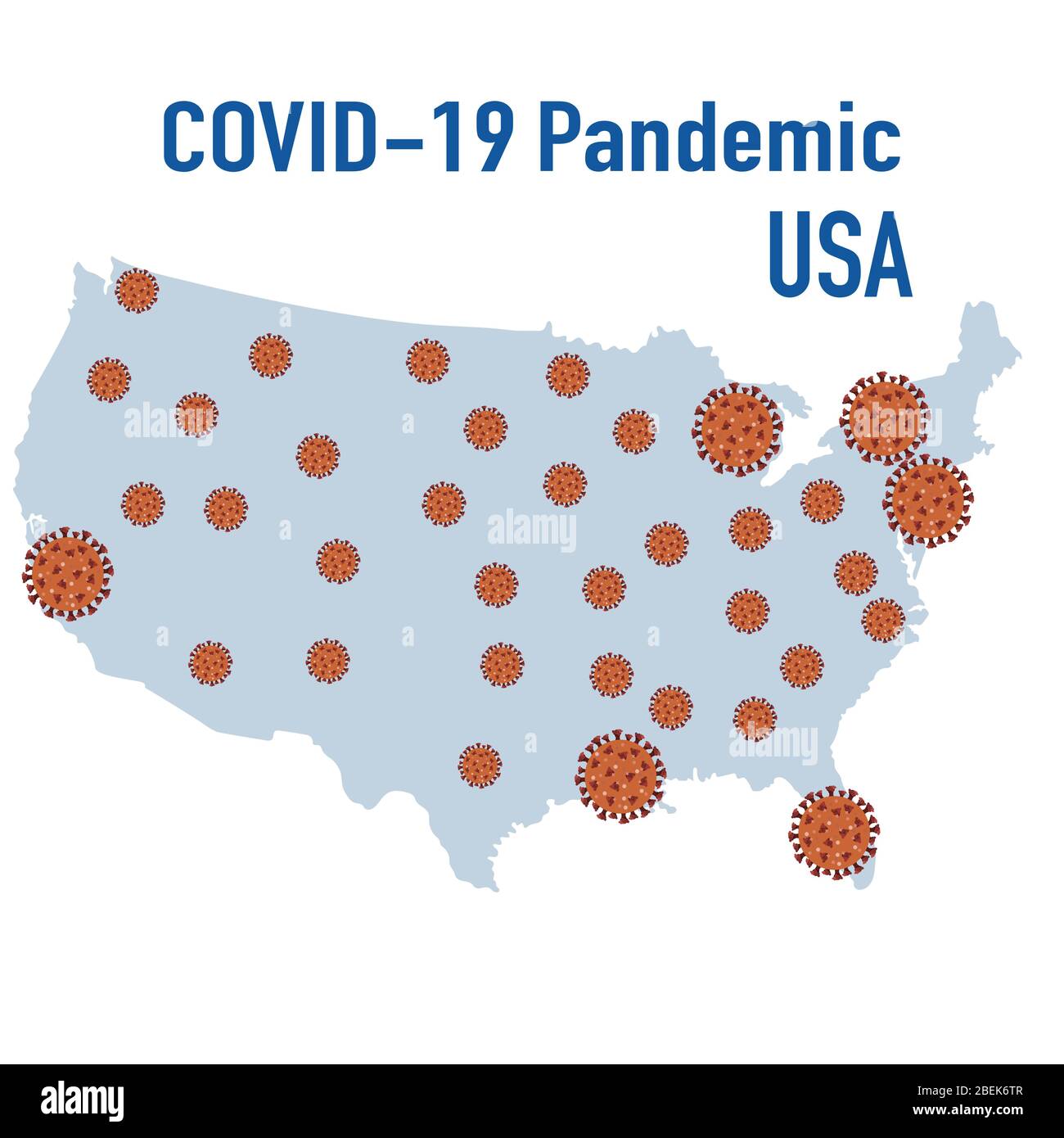 Vector illustration USA Map Covid-19 Quarantine. Pandemic. Stop the ...